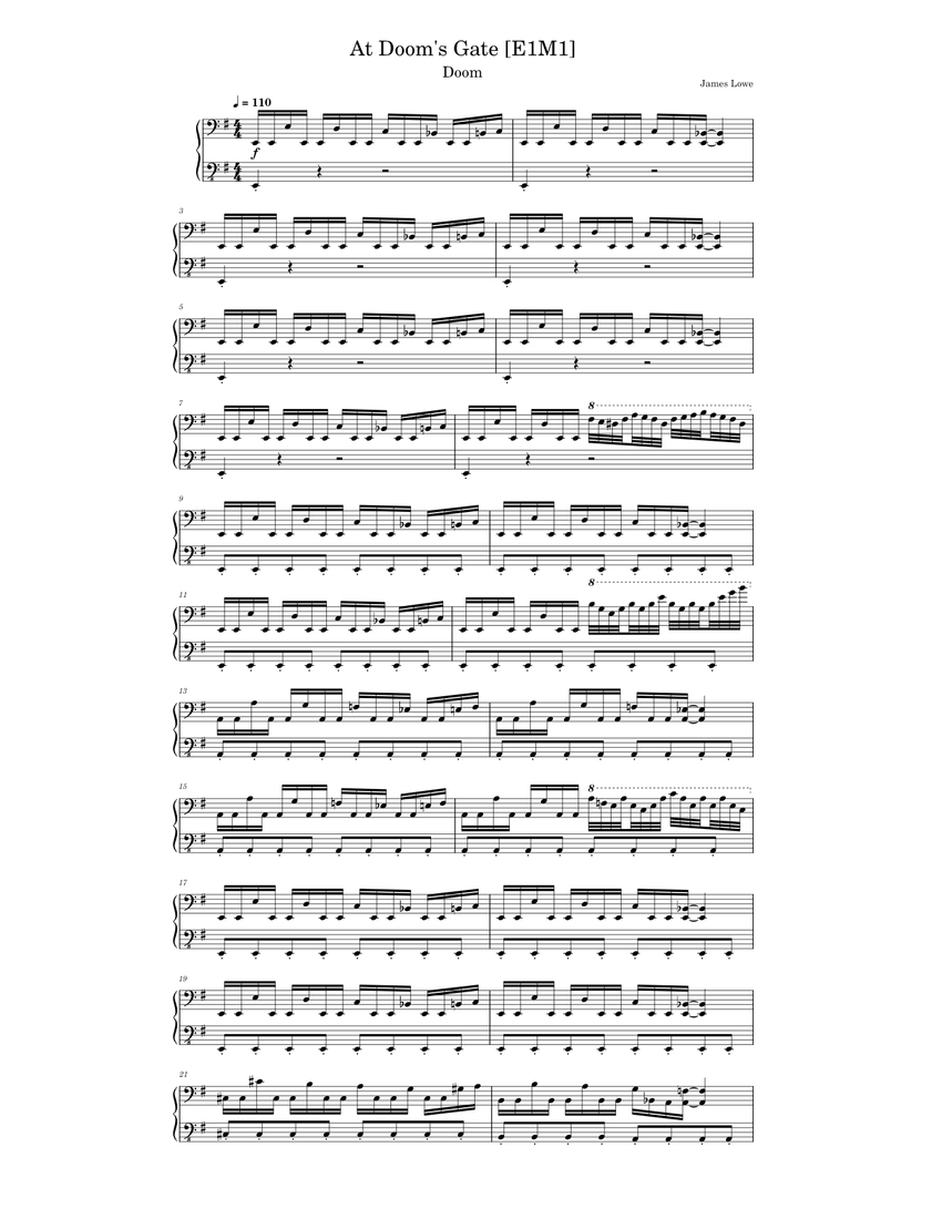 At Doom's Gate [E1M1] Sheet music for Piano (Solo) | Musescore.com