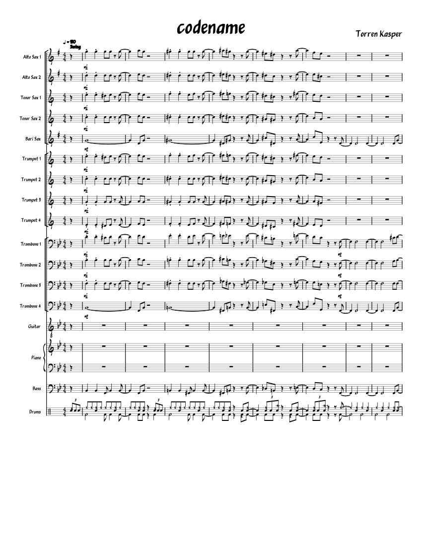 codename Sheet music for Piano, Trombone, Saxophone alto, Saxophone ...
