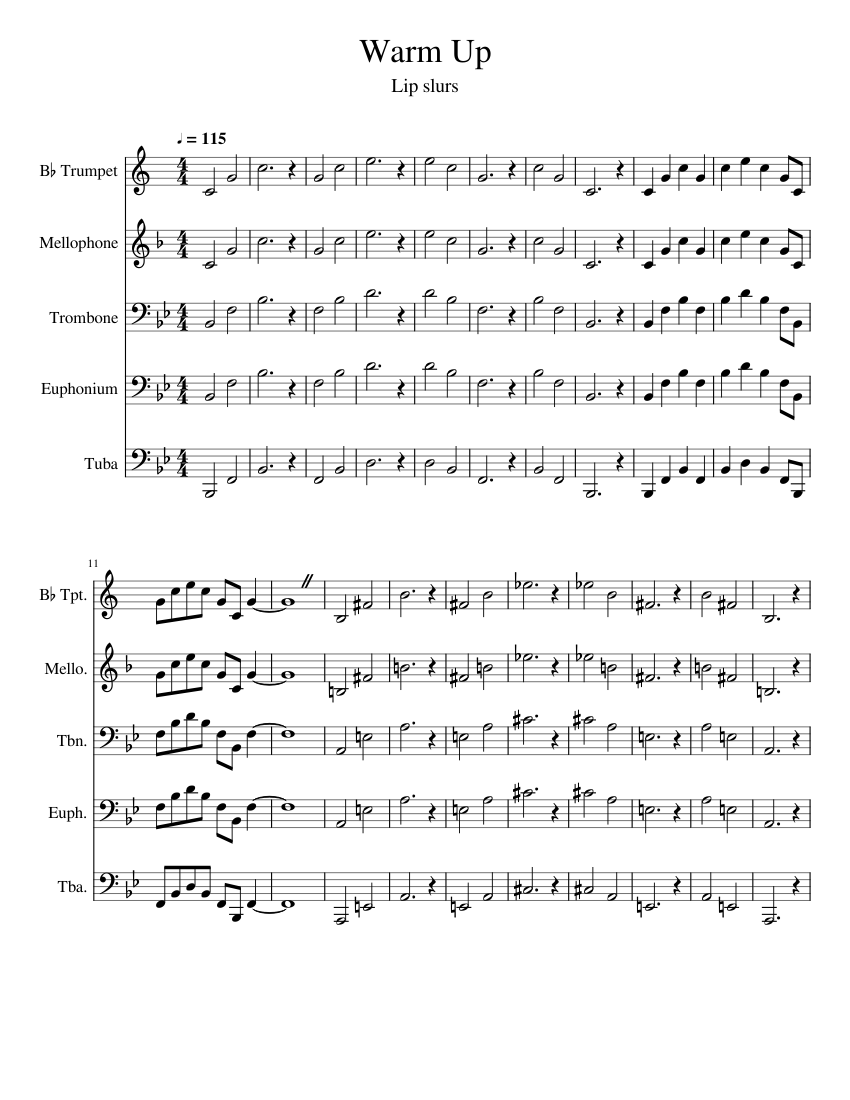 Warm Up Sheet music for Trombone, Euphonium, Tuba, Mellophone & more ...