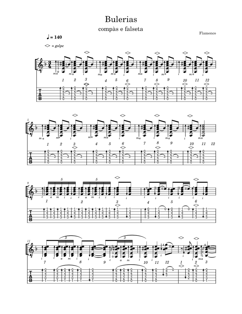 Bulerias , compàs e falseta . Sheet music for Guitar (Solo) | Musescore.com