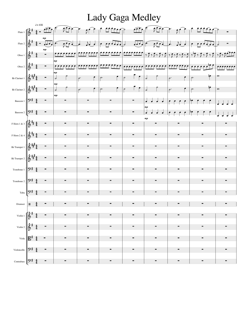 Lady Gaga Medley Sheet music for Trombone, Tuba, Flute, Oboe & more ...