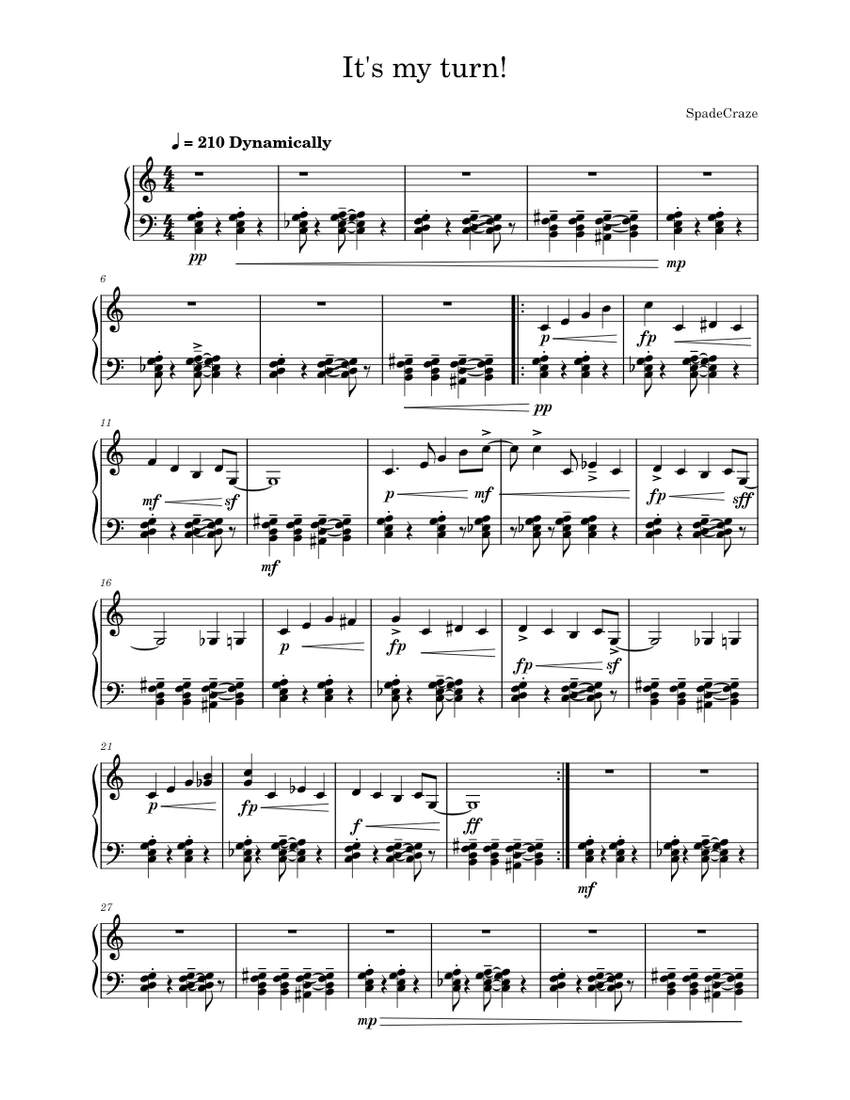 It's my turn! Sheet Music for Piano (Solo) easy | MuseScore.com