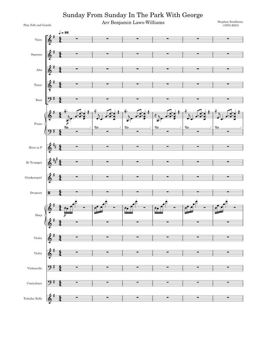 Sunday From Sunday In The Park With George – Stephen Sondheim Sheet ...