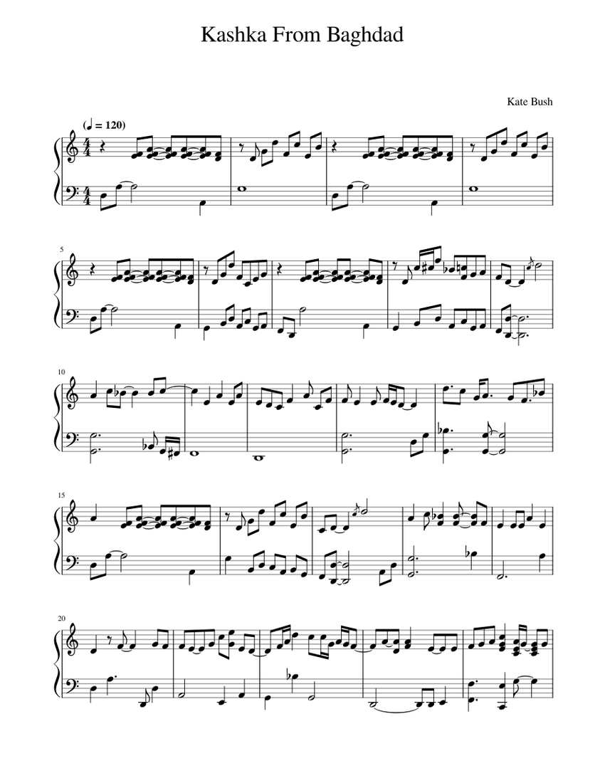 Kashka from baghdad – Kate Bush Sheet music for Piano (Solo ...