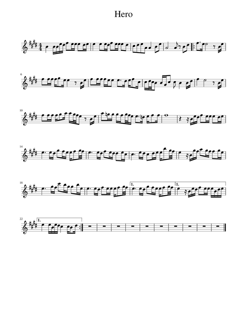 Hero – Mariah Carey Hero Sheet Music for Piano (Solo) Easy | MuseScore.com
