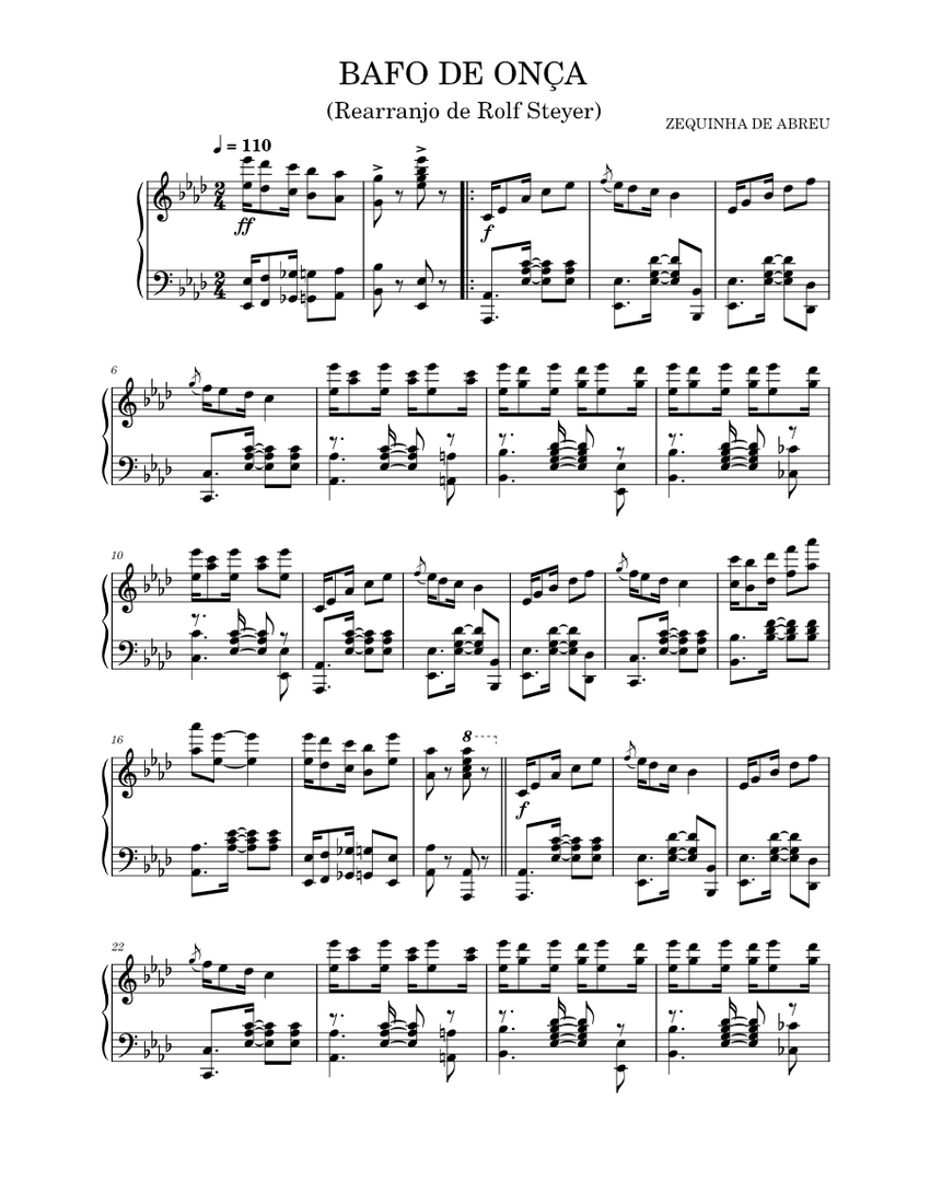 BAFO DE ONÇA Sheet music for Piano (Solo) | Musescore.com