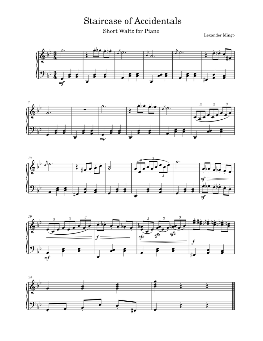 Staircase of Accidentals Sheet music for Piano (Solo) Easy | Musescore.com