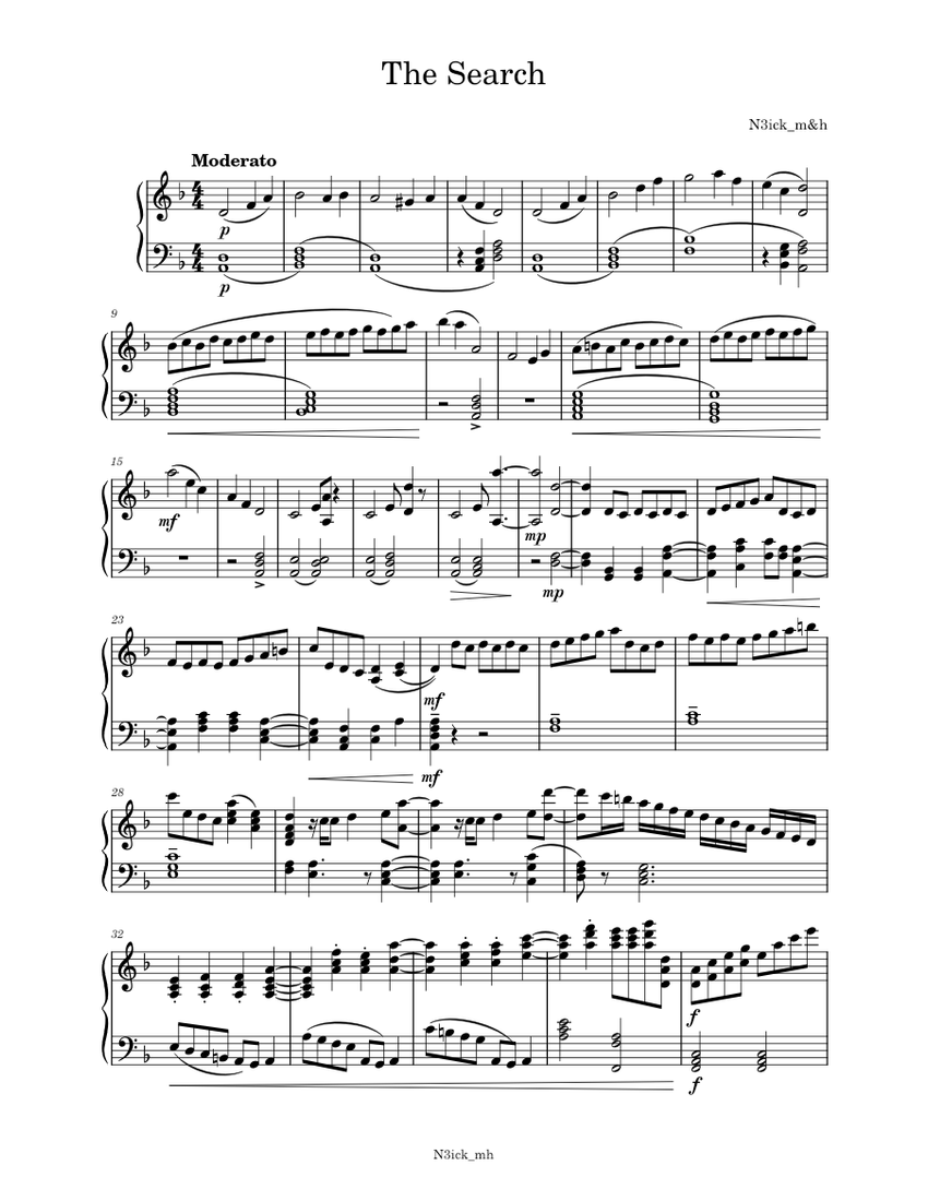 The Search - piano tutorial