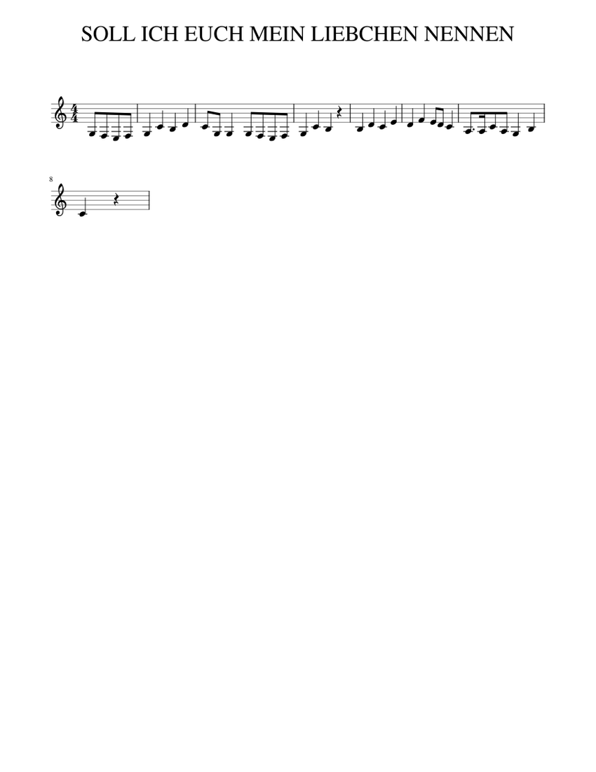 SOLL ICH EUCH MEIN LIEBCHEN NENNEN Sheet Music for Piano (Solo) Easy ...