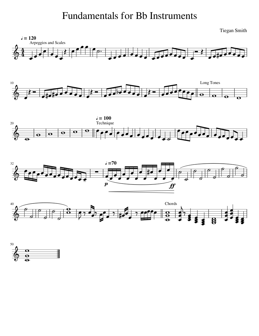 Fundamentals/Warm Ups for Bb Instruments Sheet music for Clarinet in b ...