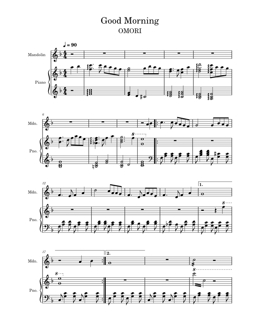 Good Morning Good_Morning Sheet music for Piano, Mandolin (Mixed Duet ...