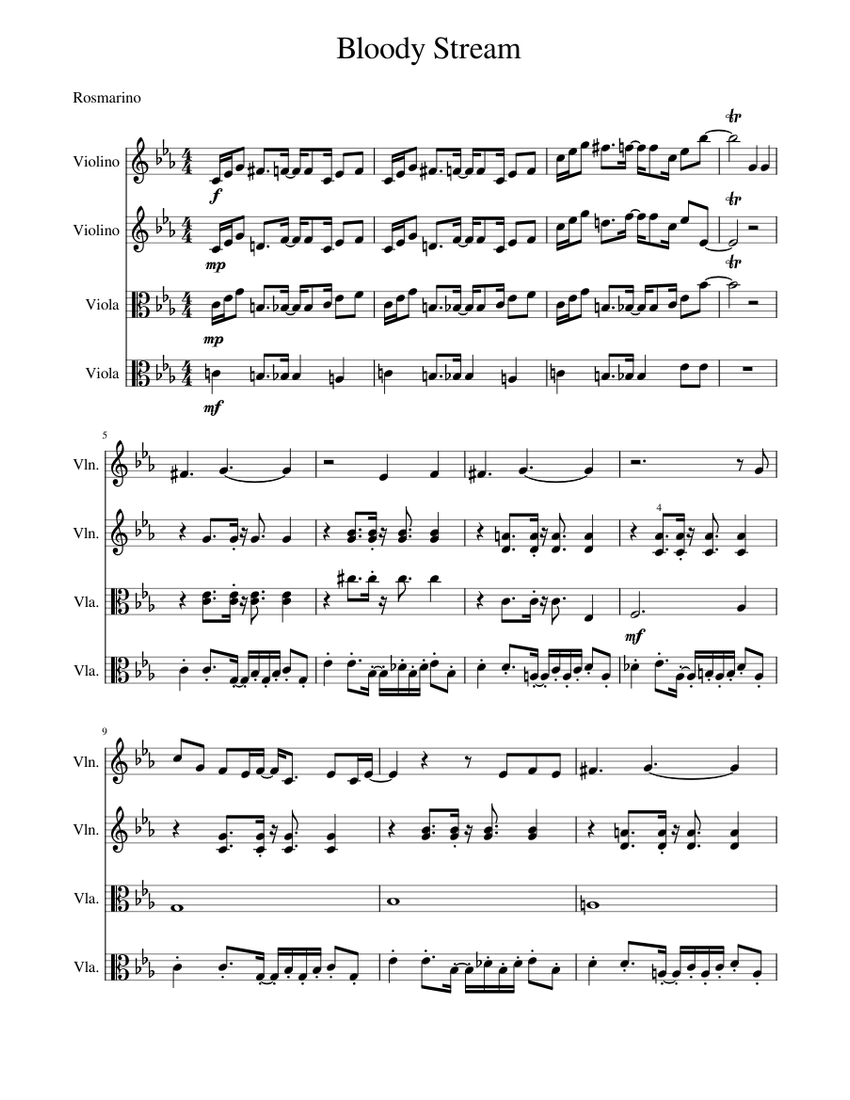 Bloody_Stream Sheet music for Violin, Viola (Mixed Quartet) | Musescore.com