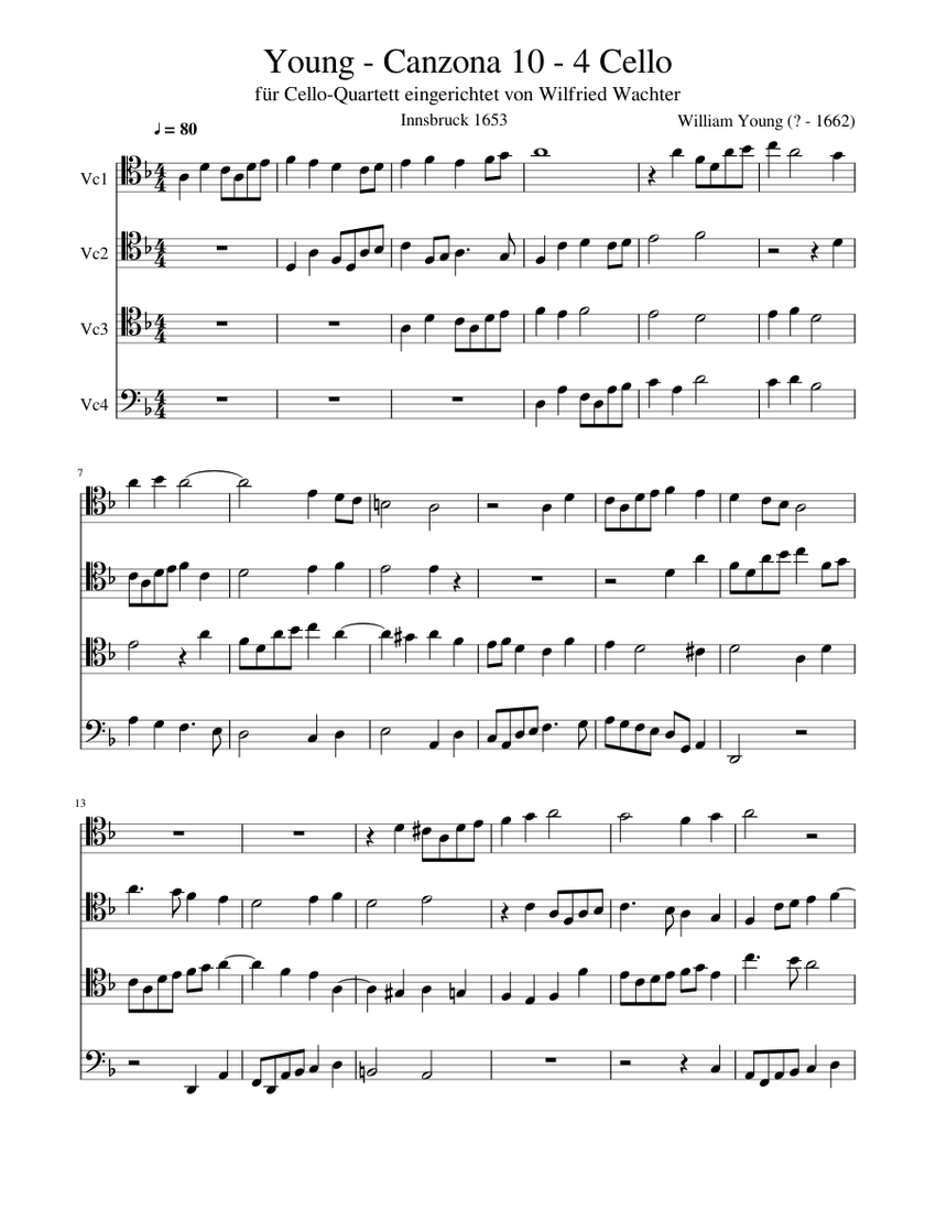 Young - Canzona 10 - 4 Cello Sheet music for Cello (Mixed Quartet ...