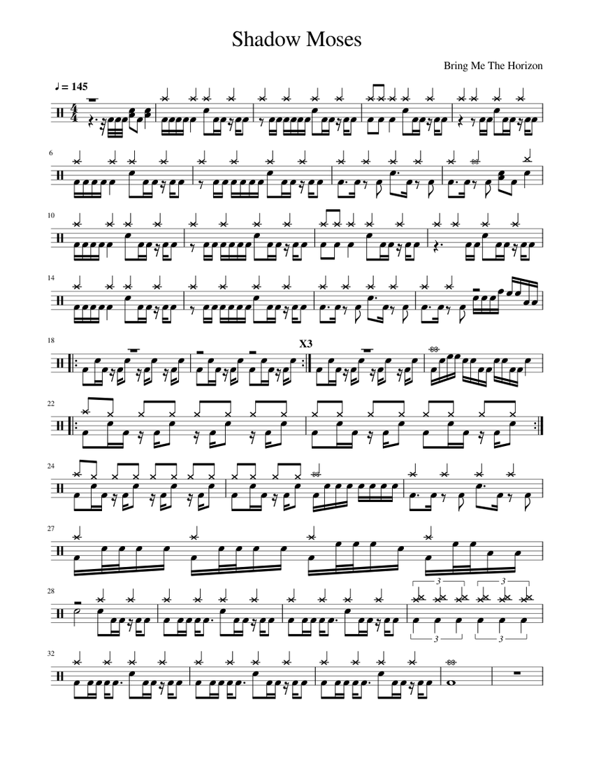 Shadow Moses - Bring Me The Horizon Sheet Music for Drum group (Solo ...
