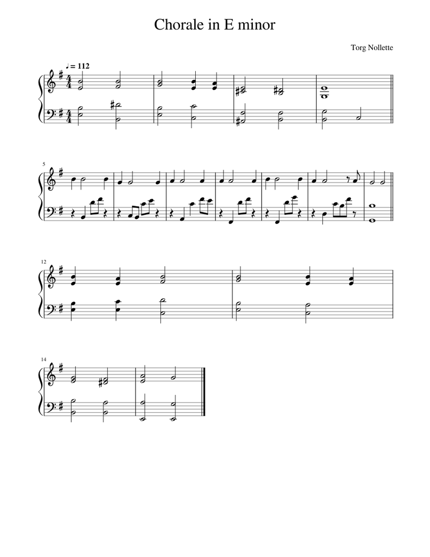 Chorale in E minor Sheet music for Piano (Solo) Easy | Musescore.com