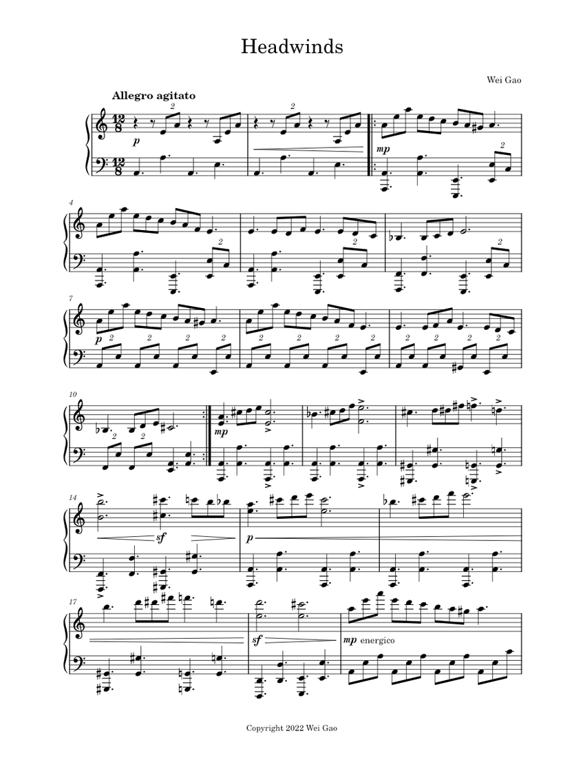 Headwinds Sheet Music for Piano (Solo) | MuseScore.com