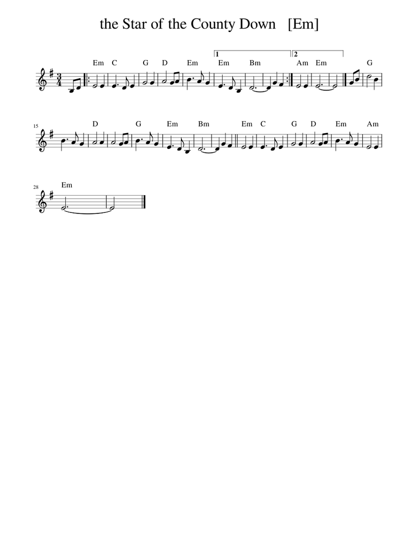 the Star of the County Down Sheet music for Piano (Solo) Easy ...
