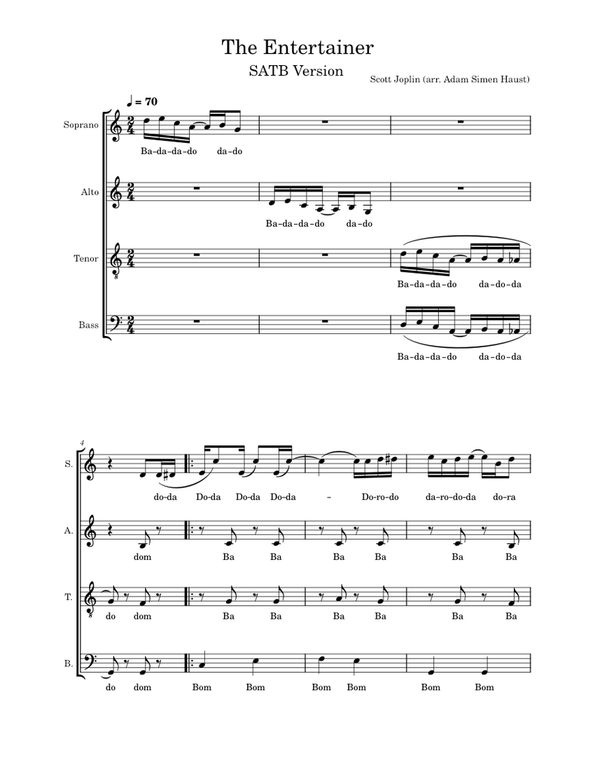 The entertainer – Scott Joplin The Entertainer Sheet Music for Soprano ...