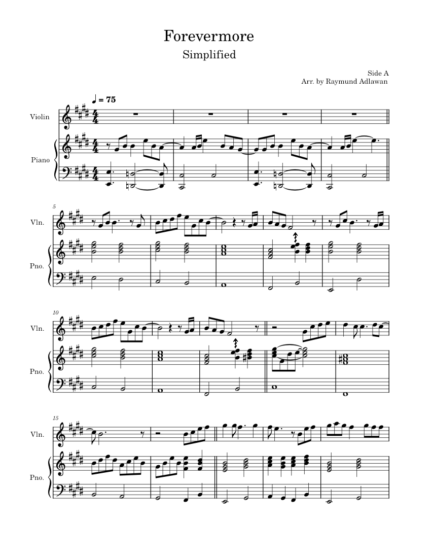 Forevermore - Side A (Arranged by Raymund Adlawan) Sheet music for ...