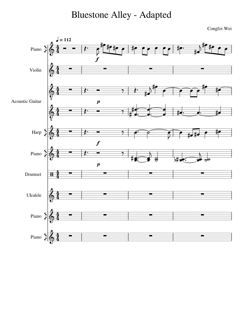 Bluestone Alley (Adapted) – Congfei Wei Sheet Music for Piano, Violin ...