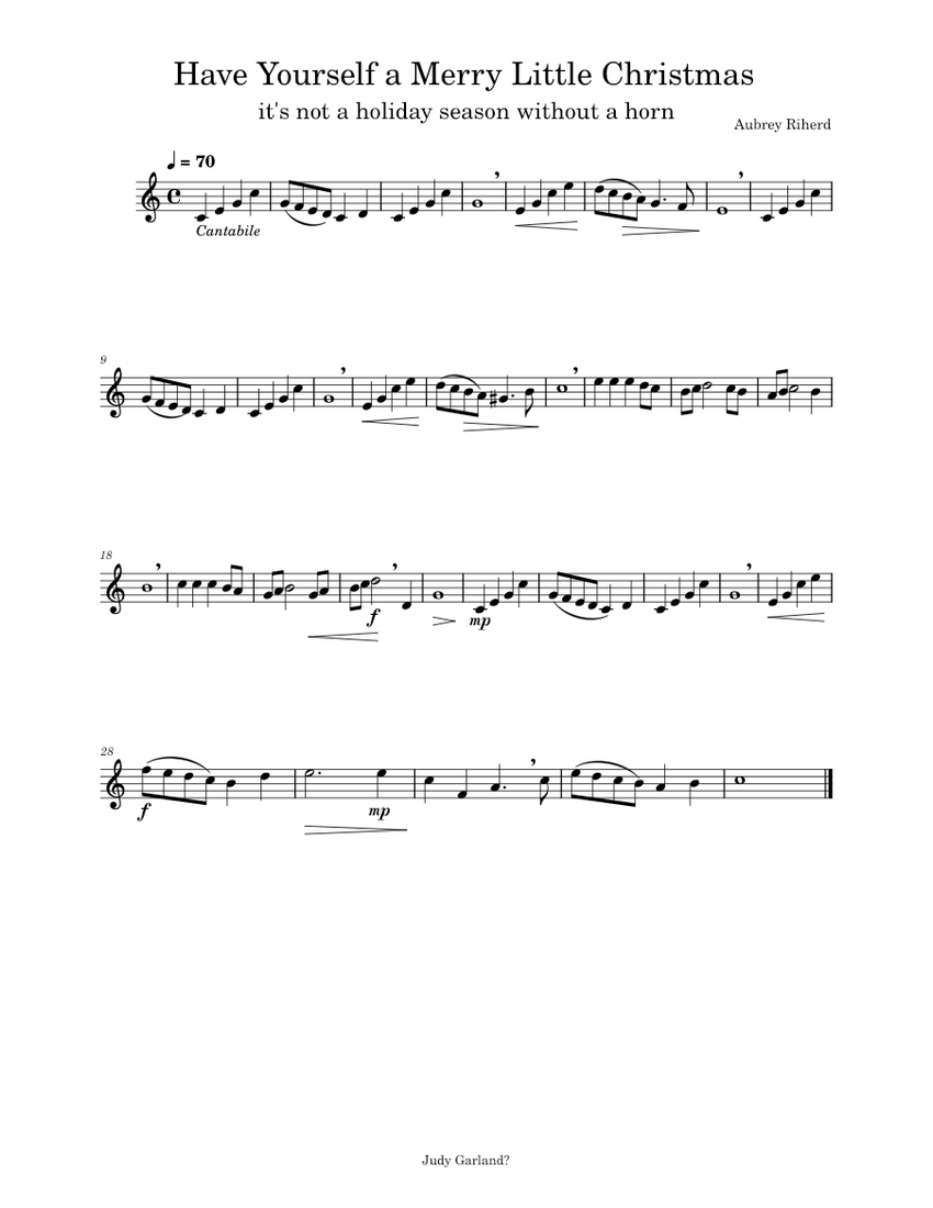 Have Yourself a Merry Little Christmas - For French Horn in F Sheet ...