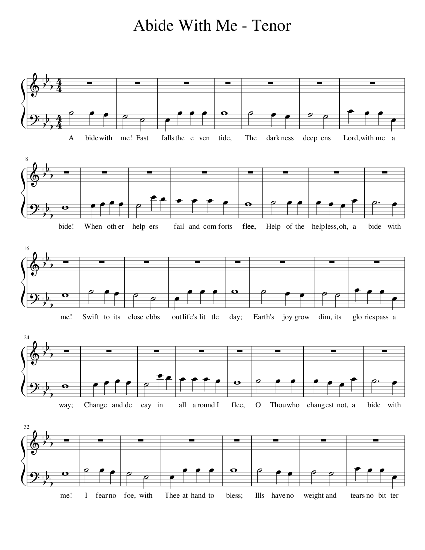 Abide With Me - Tenor Sheet music for Piano (Solo) | Musescore.com