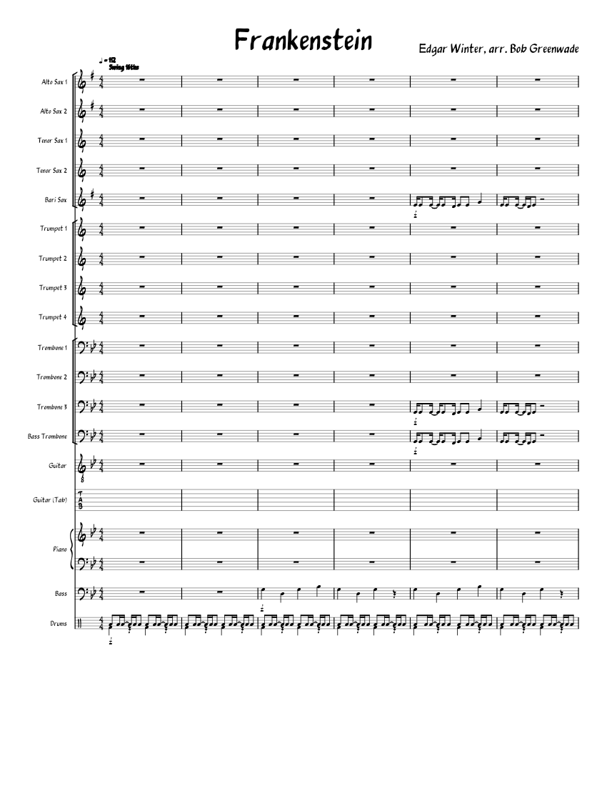 Frankenstein Sheet Music and Tab with Chords for Piano, Trombone ...