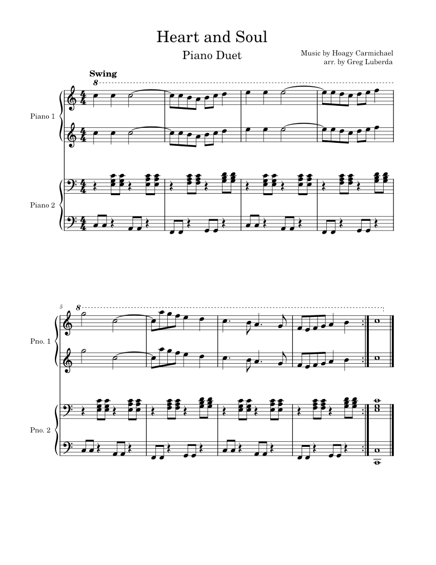 Heart and Soul Sheet music for Piano (Piano Duo) | Musescore.com