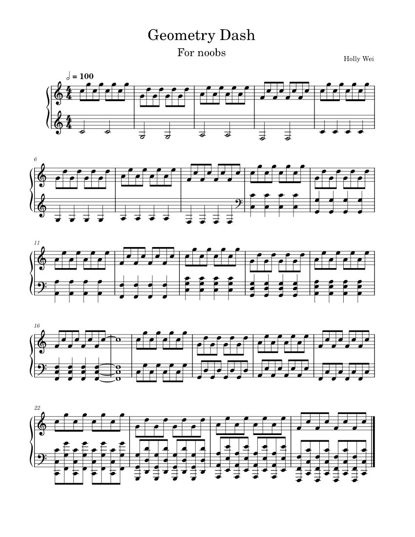 Geometry dash - stereo madness – Misc Computer Games Sheet music for ...