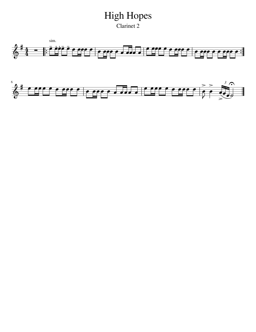 High_Hopes Clarinet 2 Sheet music for Piano (Solo) Easy | Musescore.com