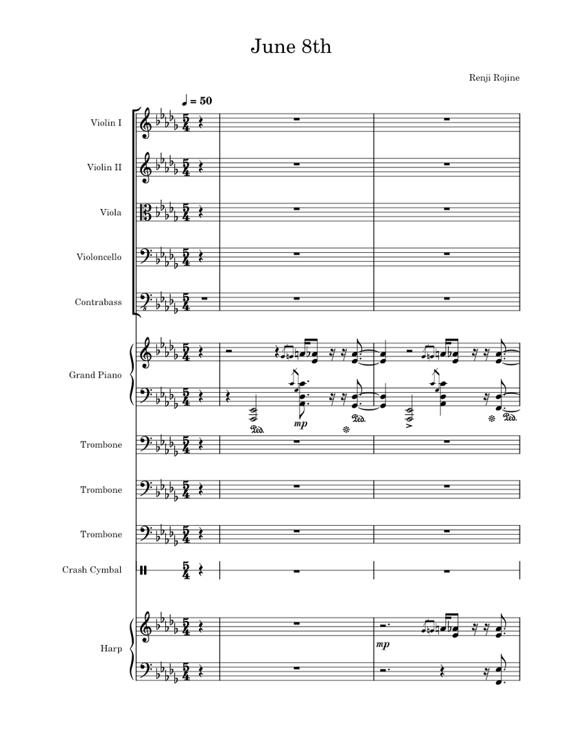 June_8th Sheet music for Piano, Trombone, Contrabass, Crash & more ...