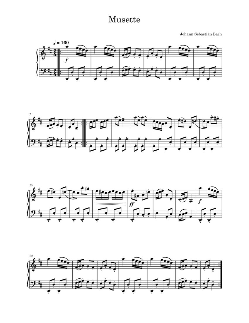 Musette – Johann Sebastian Bach Musette Sheet music for Piano (Solo ...