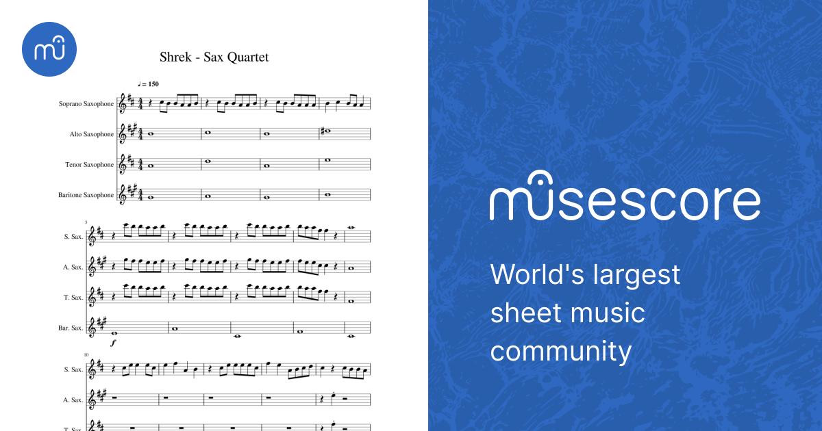 Shrek Medley - Saxophone Quartet Sheet Music for Saxophone alto ...
