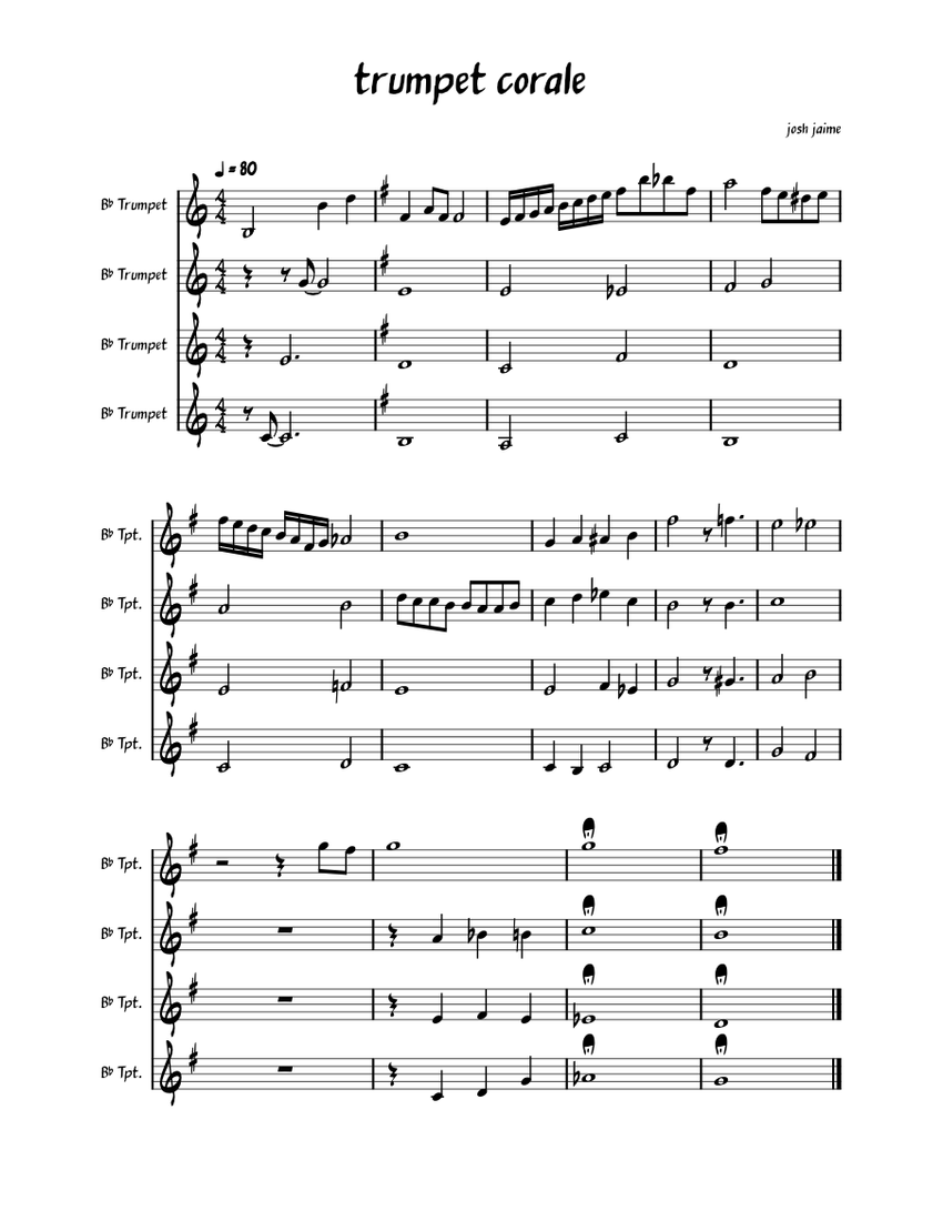 trumpet chorale Sheet Music for Trumpet in b-flat (Brass Quartet ...