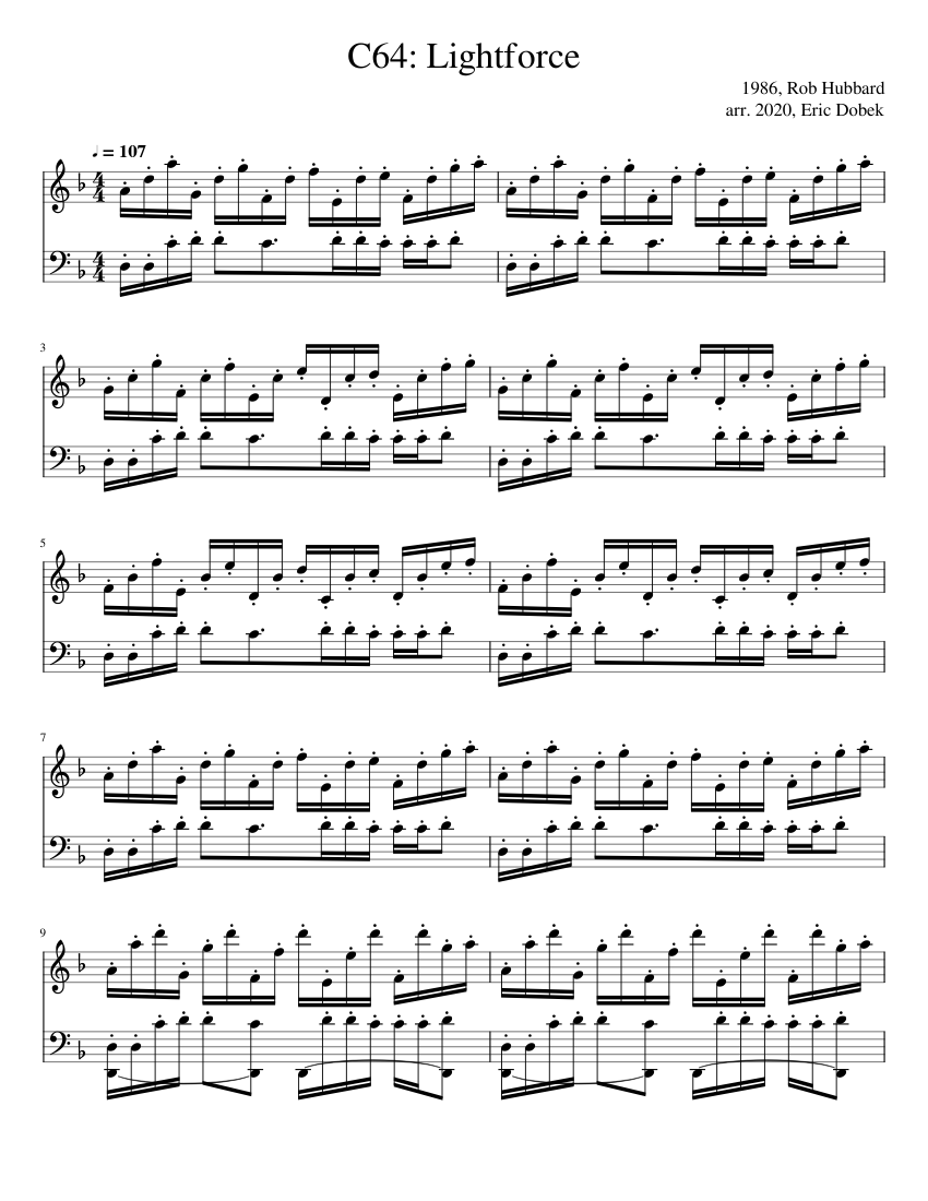 C64: Lightforce Sheet Music for Piano (Solo) | MuseScore.com
