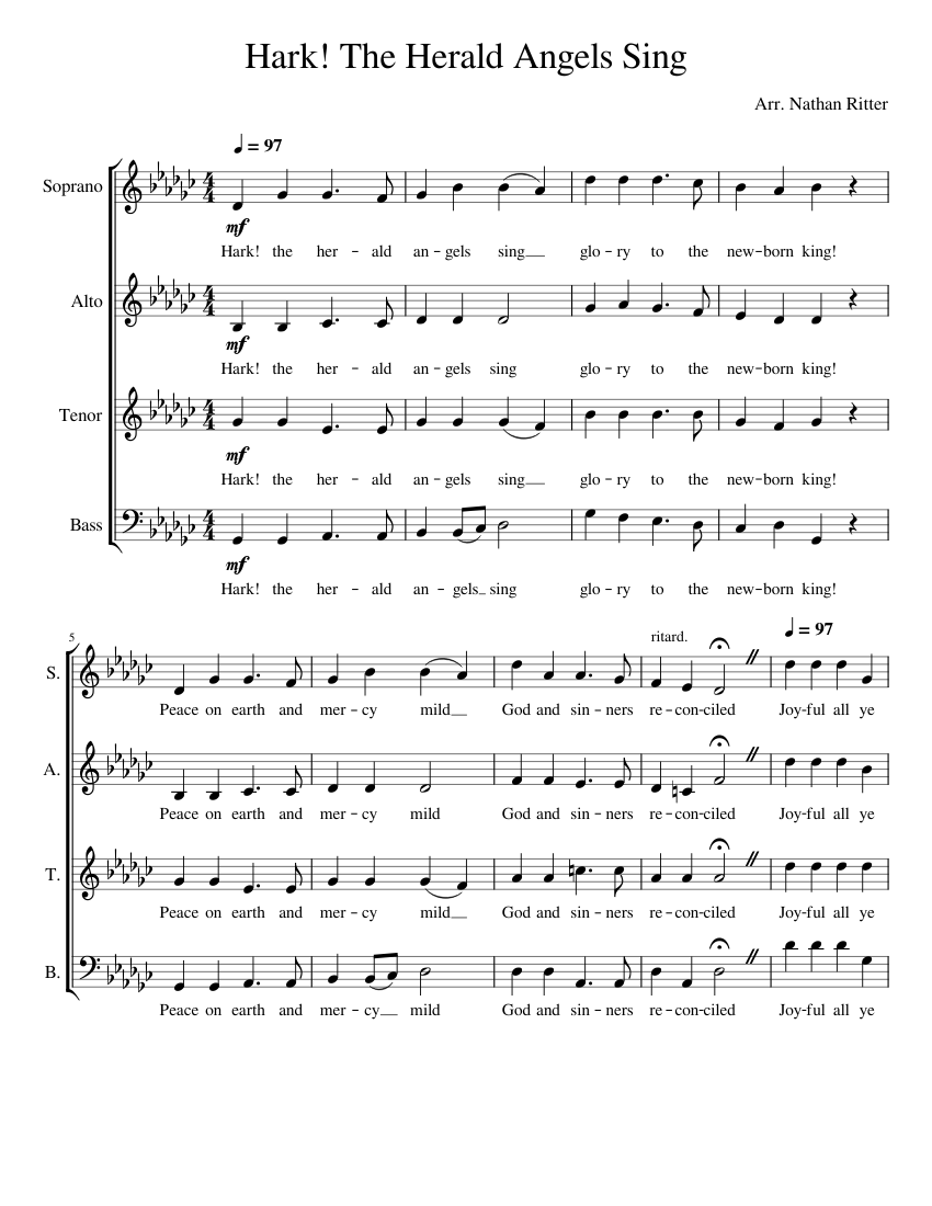 Hark! The Herald Angels Sing Sheet music for Piano (SATB) | Musescore.com