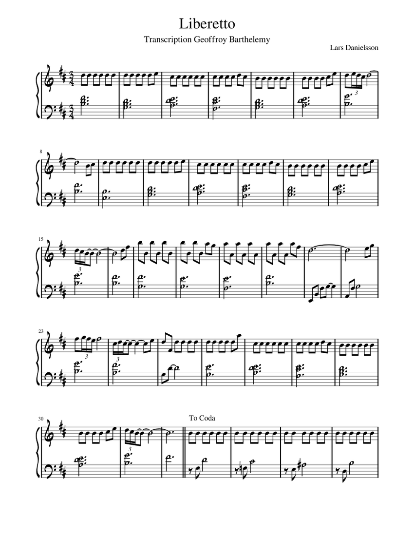Libretto Sheet music for Piano (Solo) Easy | Musescore.com