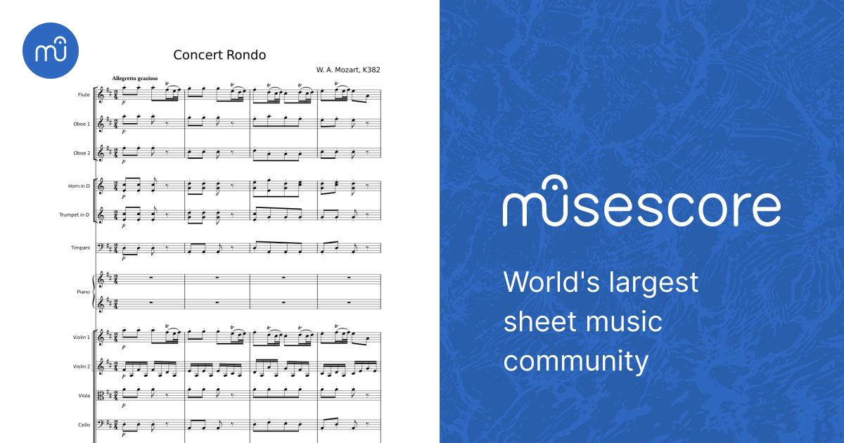 Concert Rondo - W. A. Mozart Sheet Music for Piano, Flute, Oboe, French ...