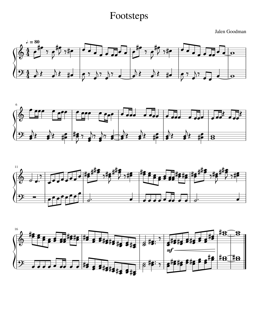 Footsteps - Jay Goodman Sheet music for Piano (Solo) | Musescore.com