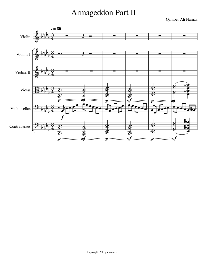Armageddon Part II Sheet music for Violin, Strings group (Mixed ...
