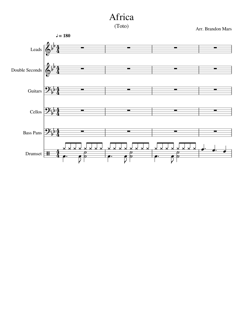 Africa Steel Pan Sheet Music for Drum group, Steel drums (Mixed ...