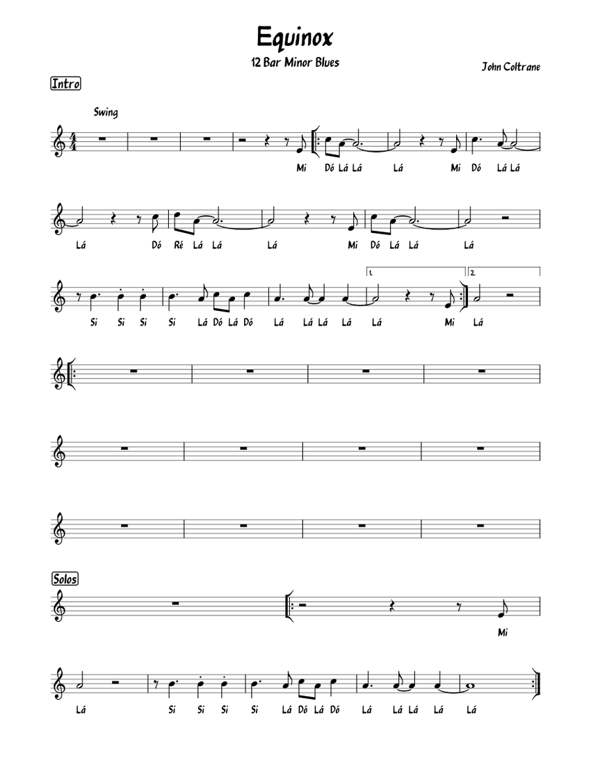 Equinox - John Coltrane - Saxofone Sheet music for Saxophone other ...