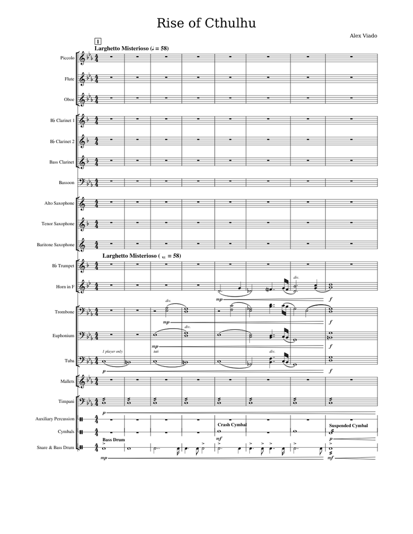 Rise of Cthulhu Sheet music for Trombone, Euphonium, Tuba, Flute ...