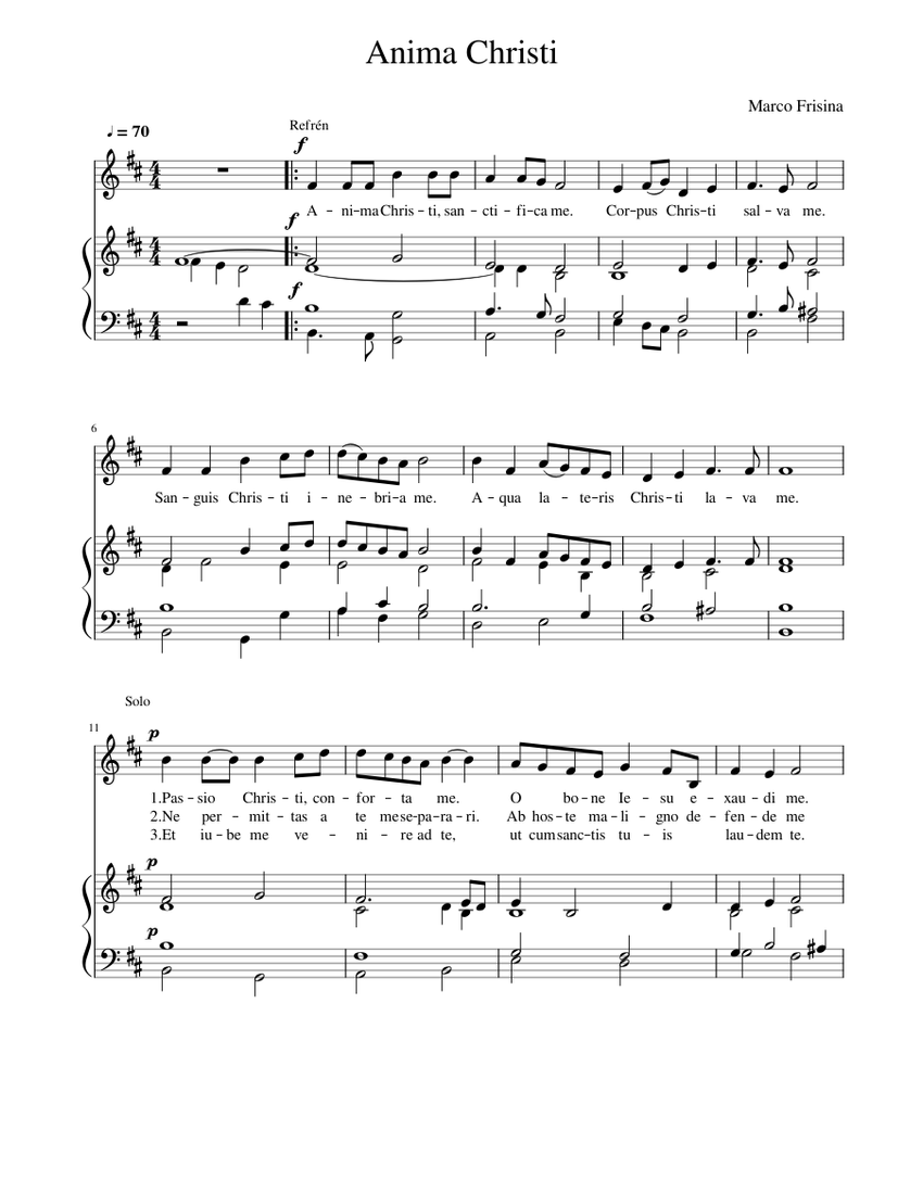 Anima_Christi (M. Frisina) organ+solo Sheet Music for Organ, Vocals ...