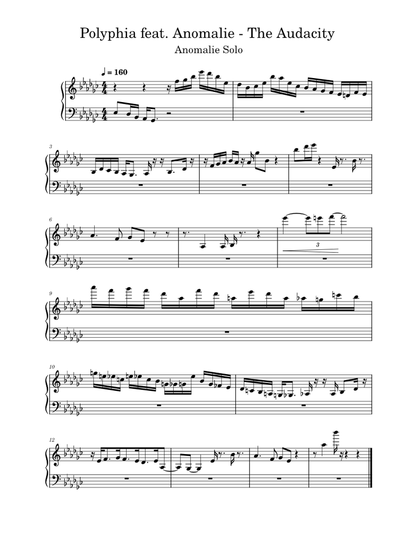 Polyphia - The Audacity (Anomalie Solo) Sheet music for Piano (Solo ...