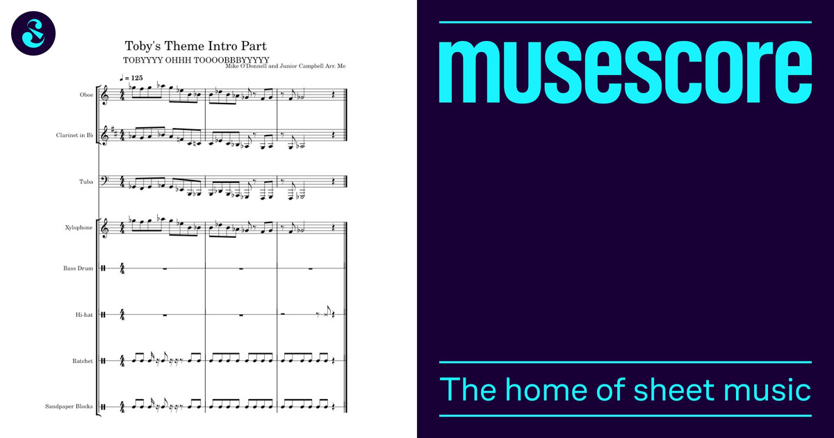 Toby's Theme Intro Sheet Music for Tuba, Oboe, Drum group, Xylophone ...