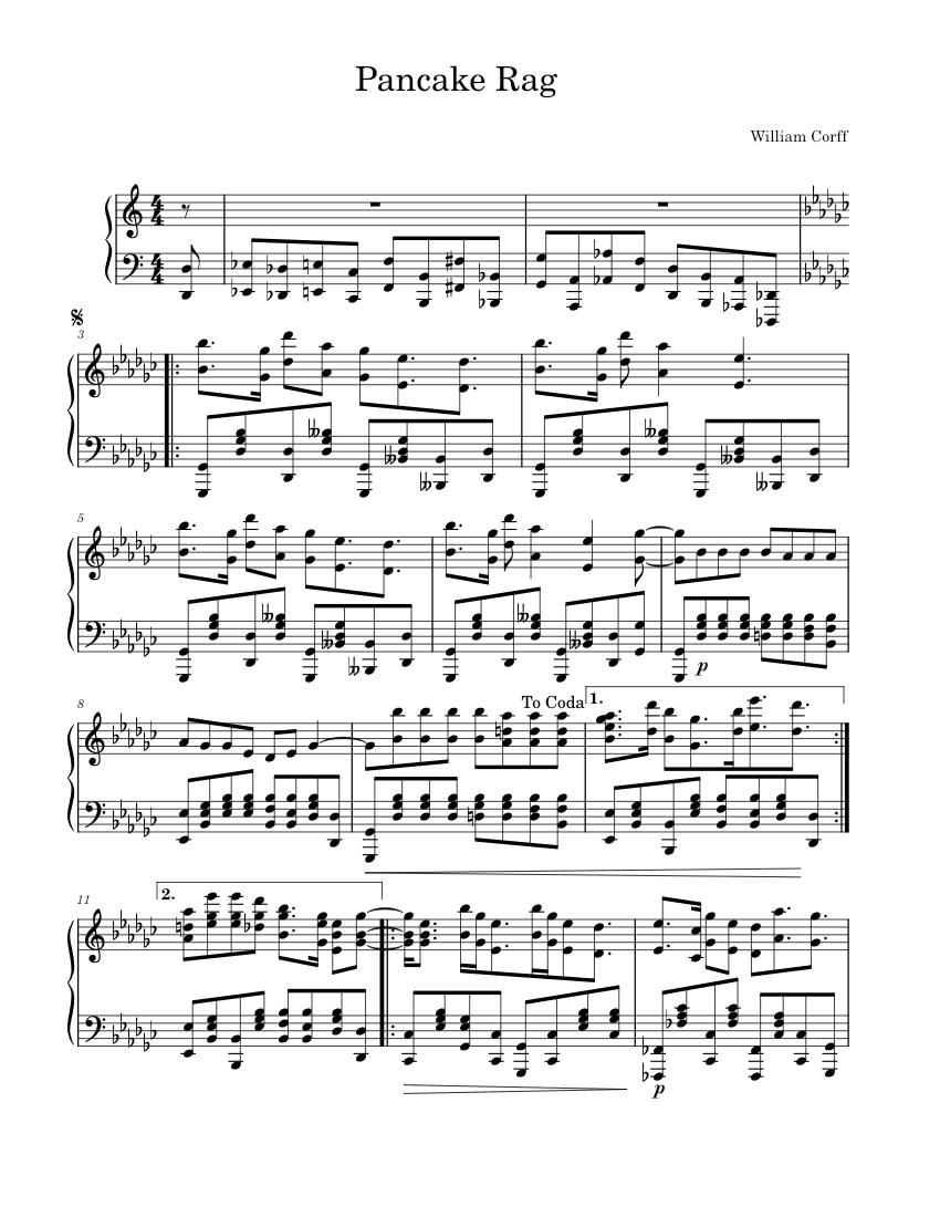 Pancake Rag Updated Left Hand Sheet music for Piano (Solo) | Musescore.com