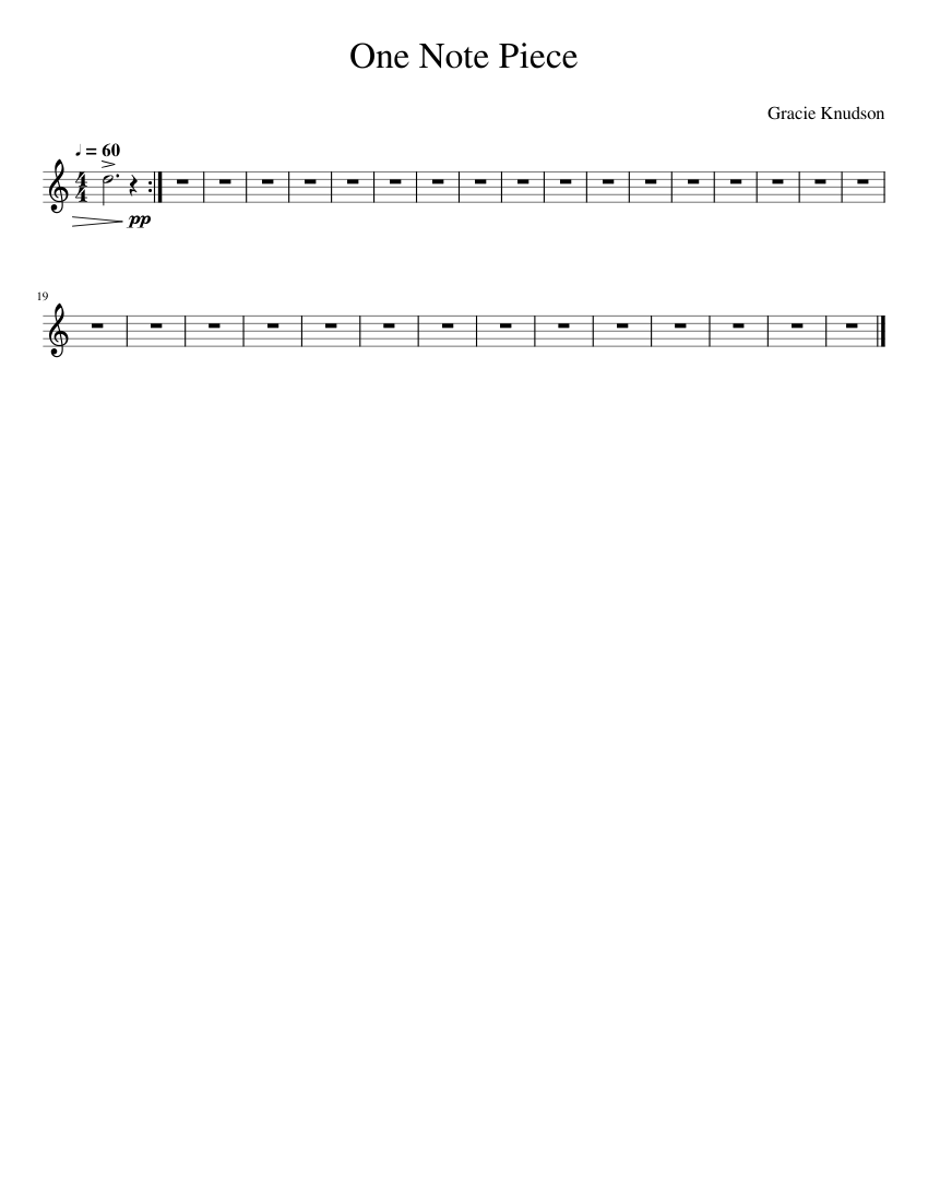 One Note Piece Sheet music for Piano (Solo) Easy | Musescore.com