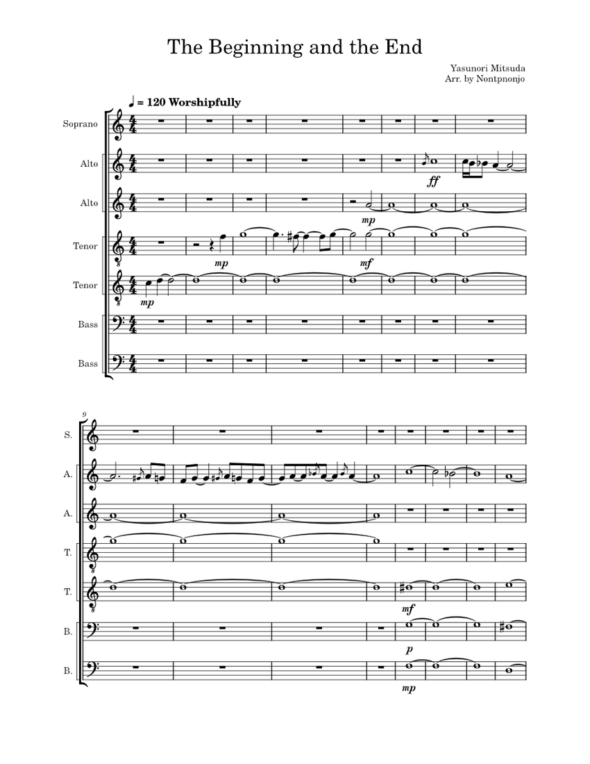 The Beginning and the End - Xenogears Sheet music for Soprano, Alto ...