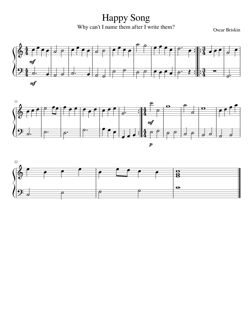 Happy Song Sheet music for Synthesizer (Solo) | Musescore.com